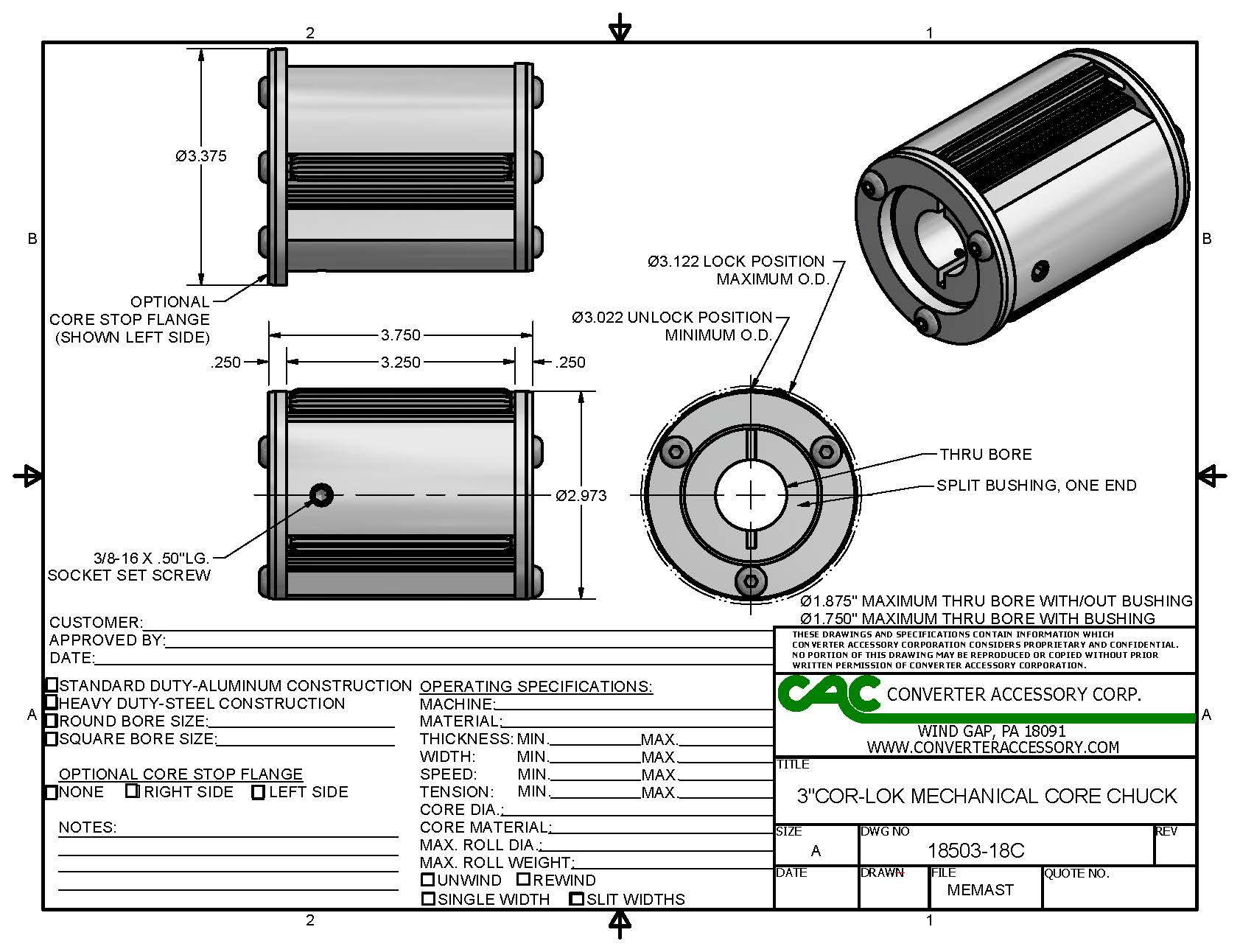 CAC Specification Sheet Search Results