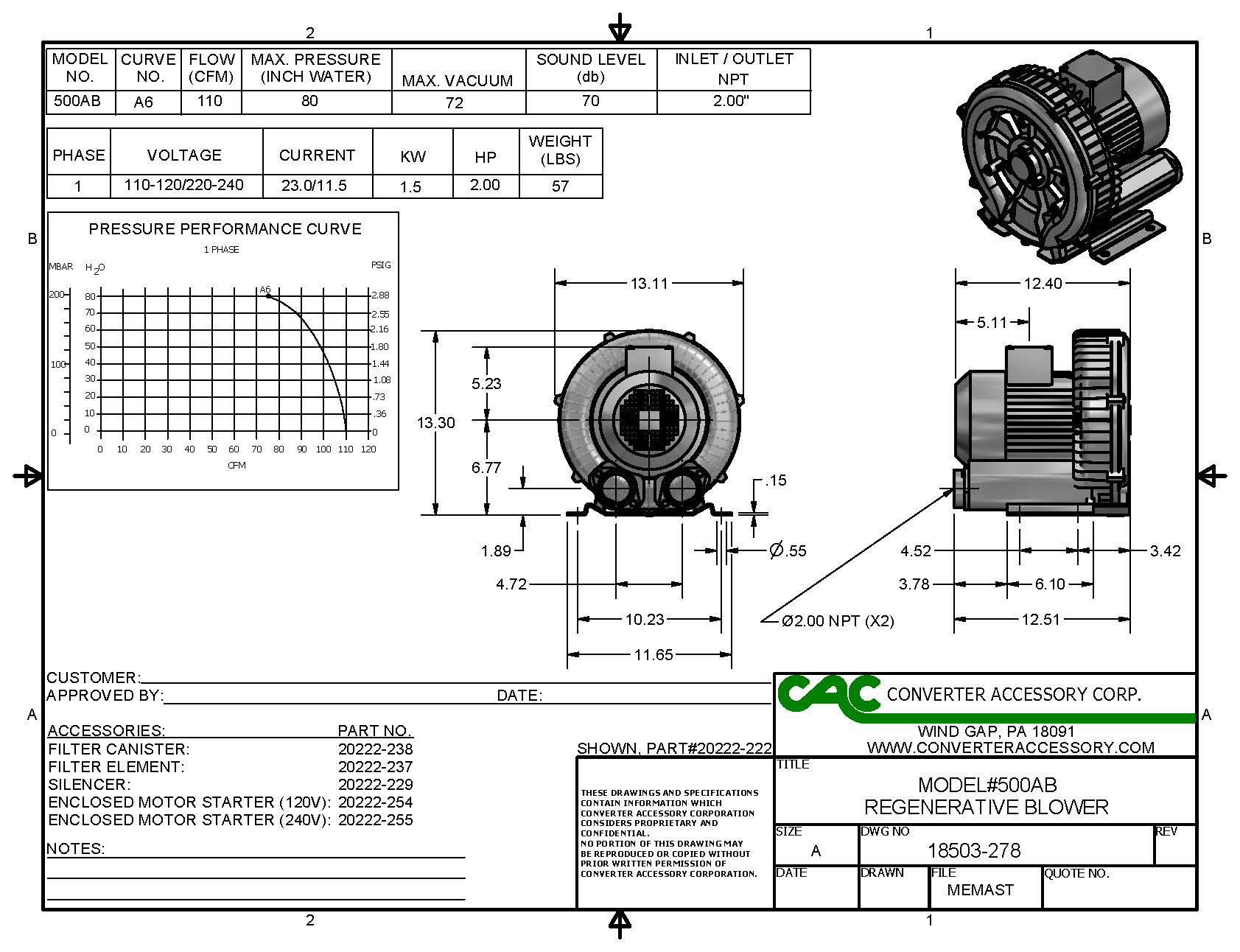 CAC Specification Sheet Search Results