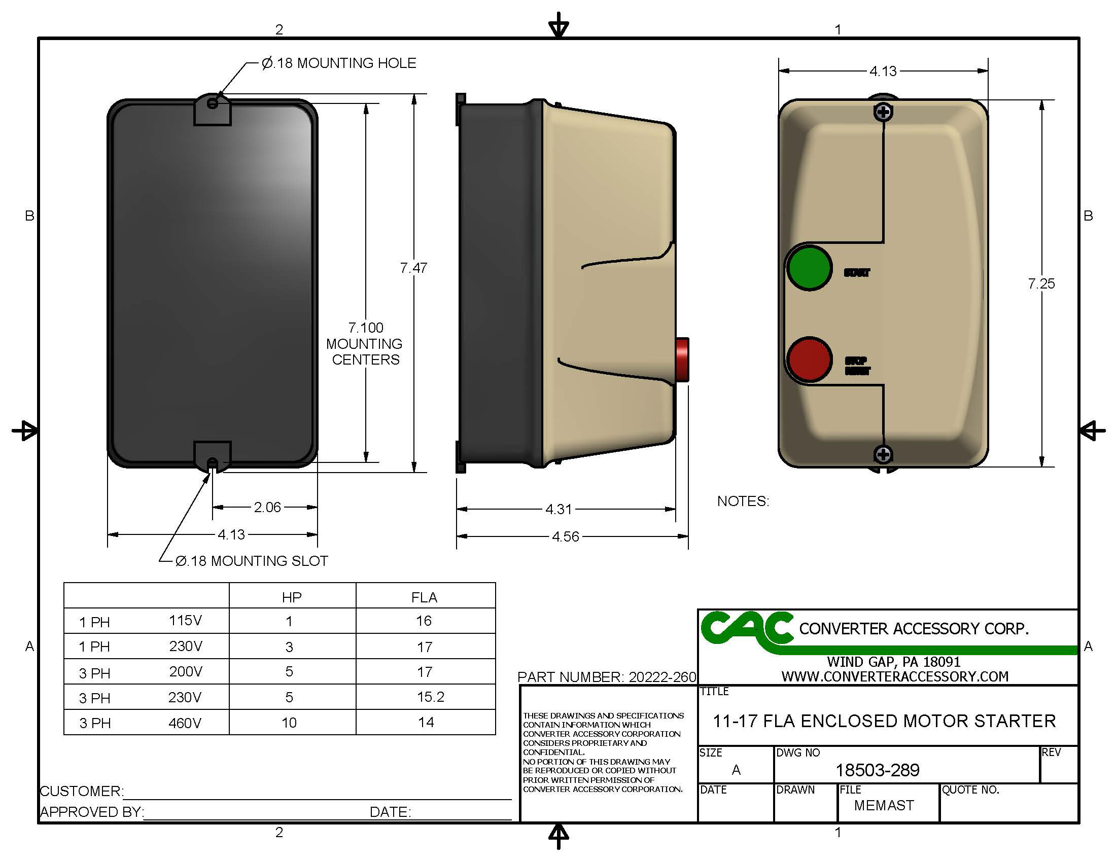 CAC Specification Sheet Search Results