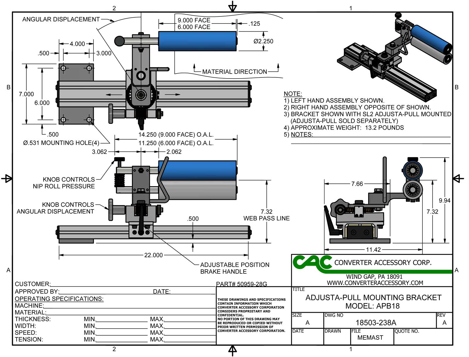 CAC Specification Sheet Search Results