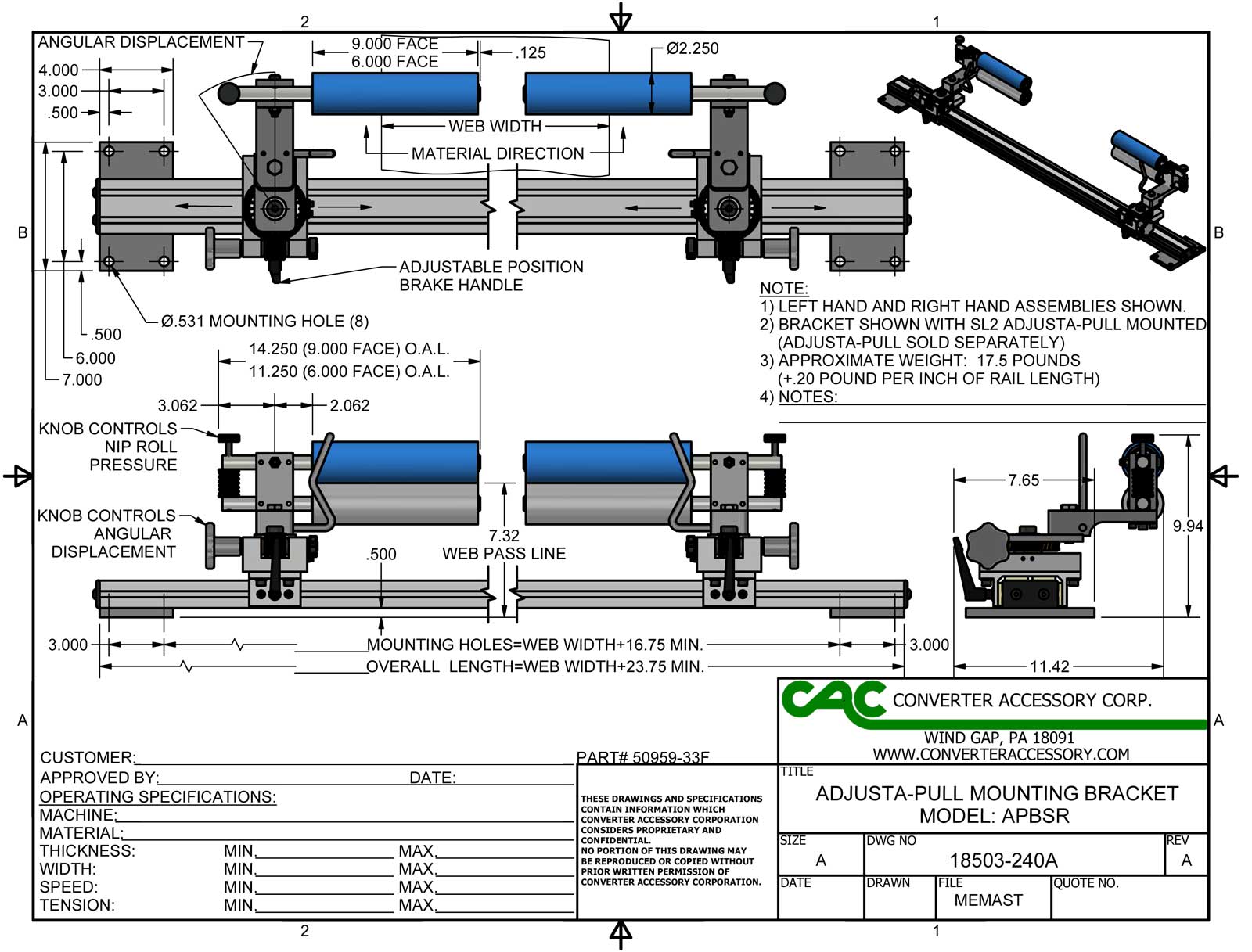 CAC Specification Sheet Search Results