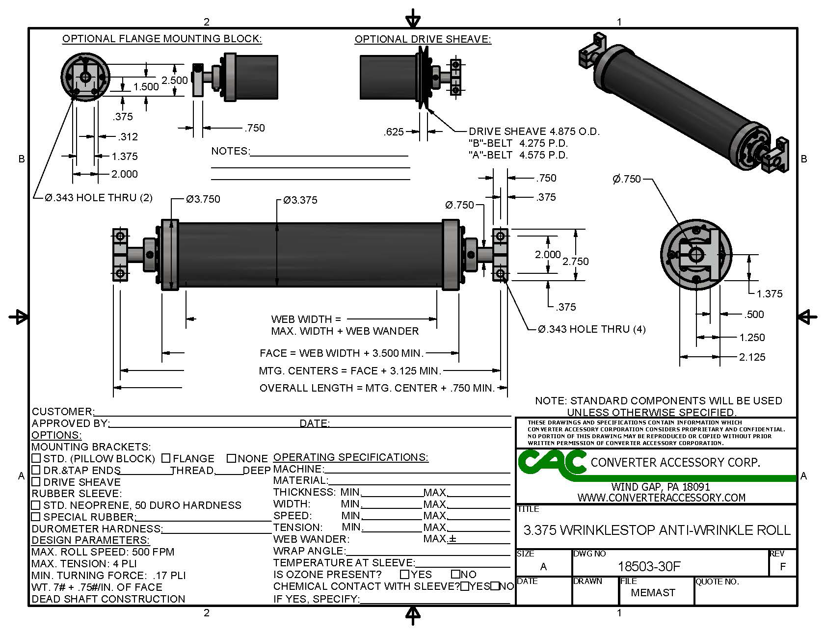 CAC Specification Sheet Search Results